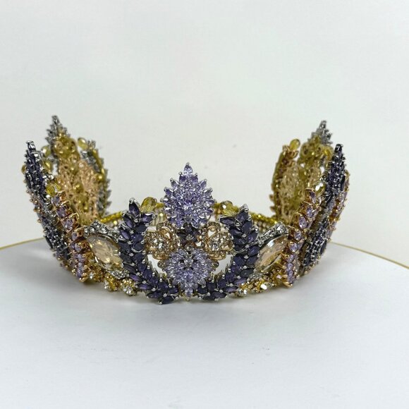 No Brand | Accessories | Ornate Heavy Gold Tiara With Purple Crystals ...